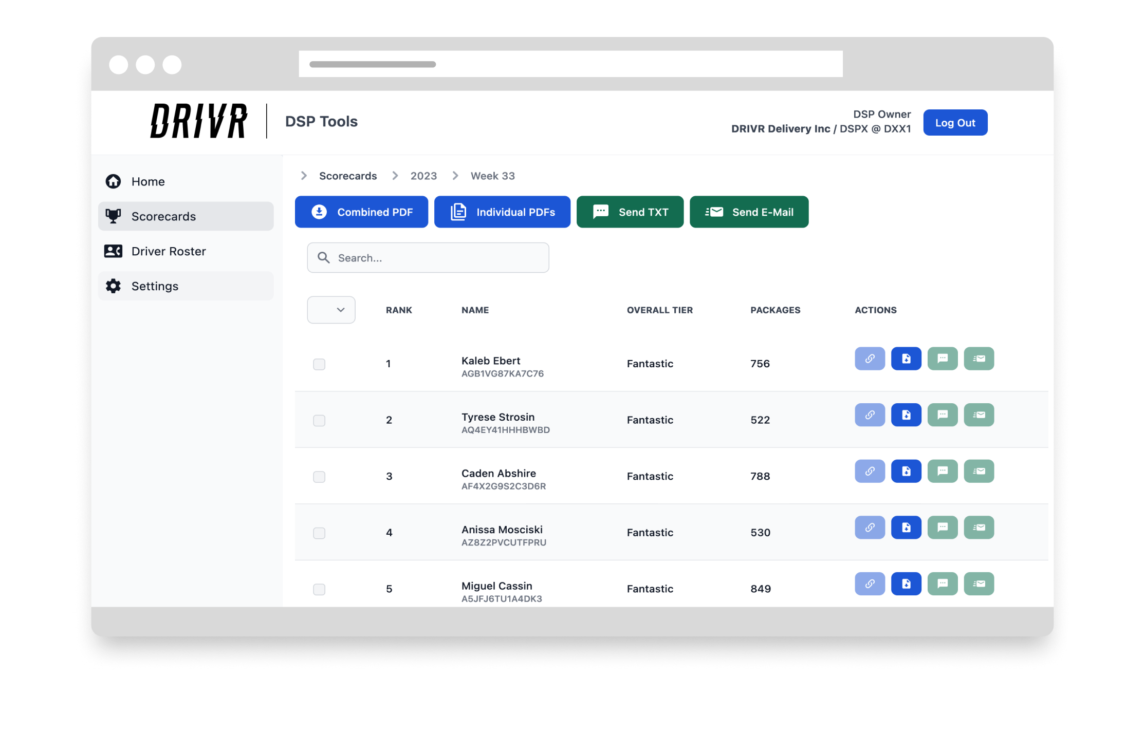 DRIVR DA Scorecard Generator